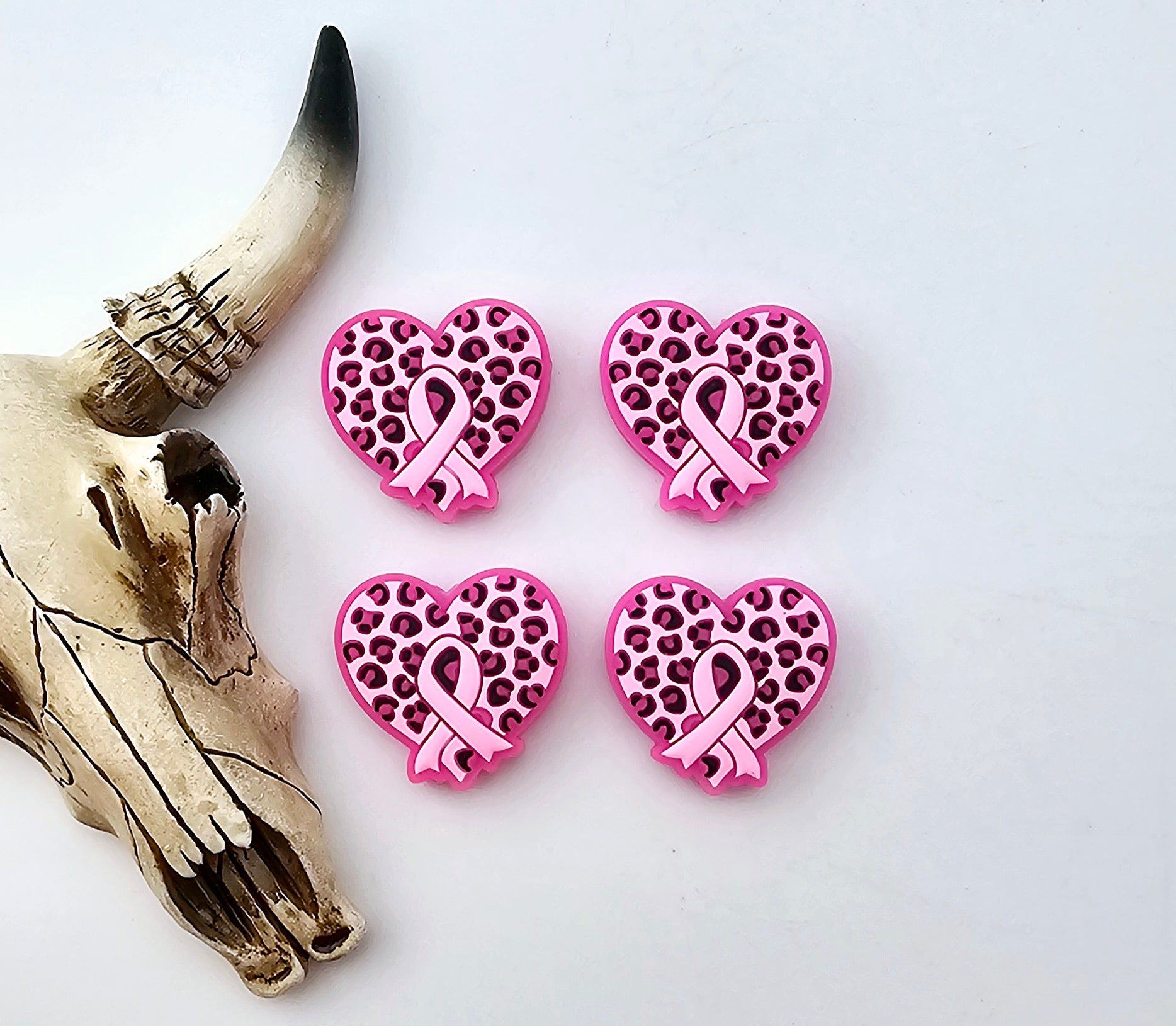 Breast Cancer Leopard Heart Focal – Homestead Silicone Beads and More