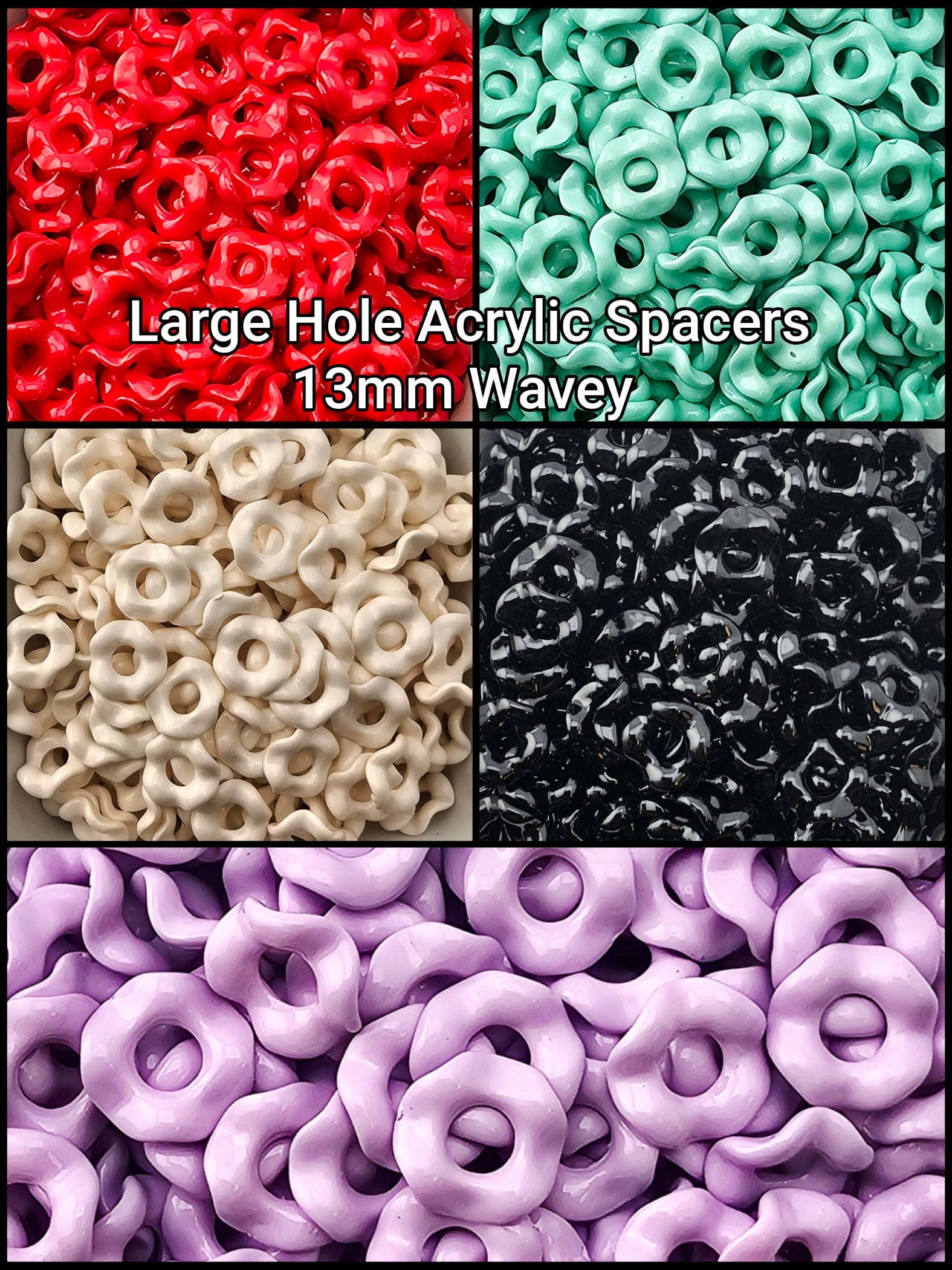 Wavey Acrylic Spacers 13mm (10ct) Large Hole – Homestead Silicone Beads ...